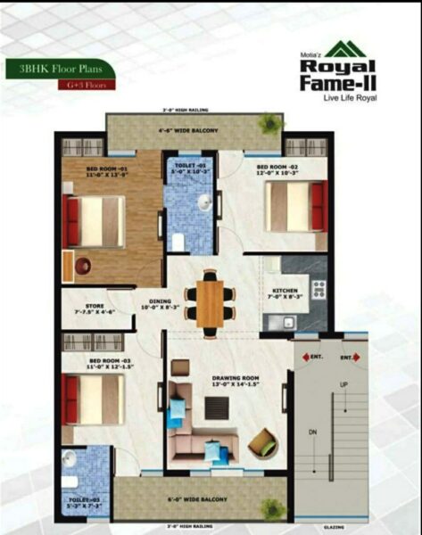 Motia Royal Fame 2 Kharar | Call - 92900004543 | 3 BHK Flat